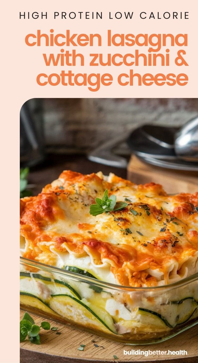 High Protein Cottage Cheese and Chicken Lasagna with Zucchini Layers