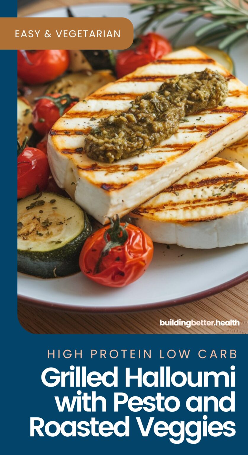 Grilled Halloumi with Pesto and Roasted Veggies