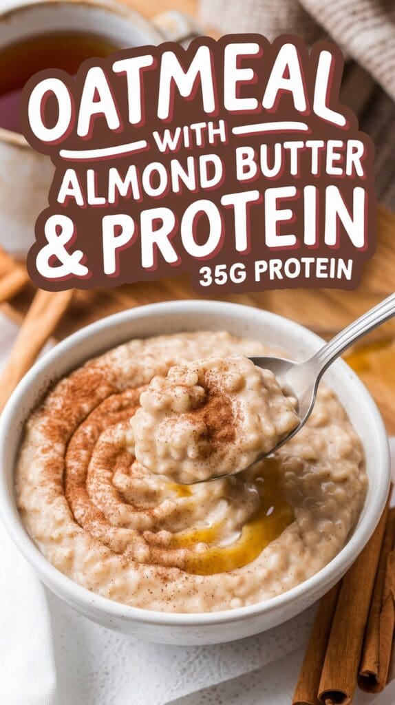 Oatmeal with Almond Butter & Protein Powder (35g Protein)